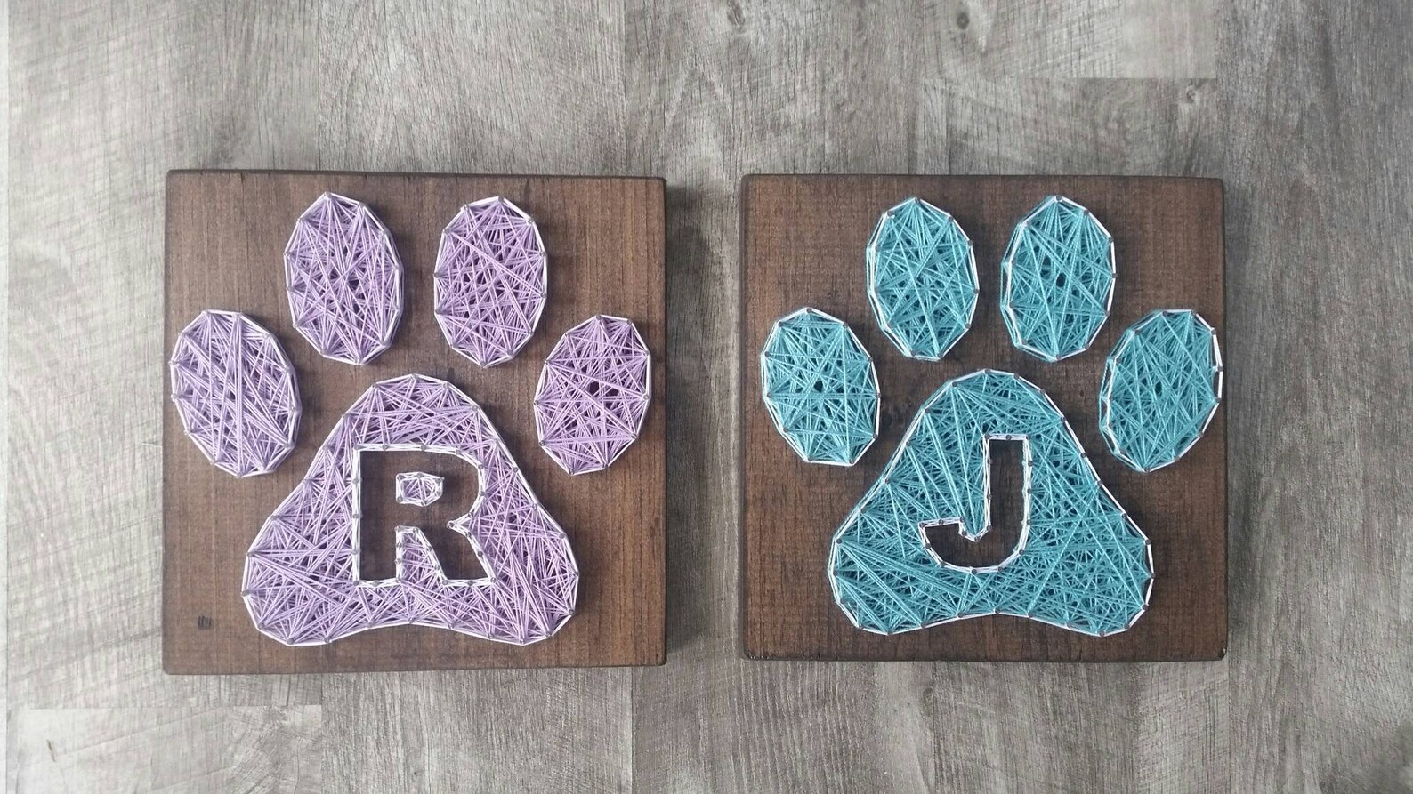 Paw Print String Art With Initial Paw Print Dog Lover - Etsy