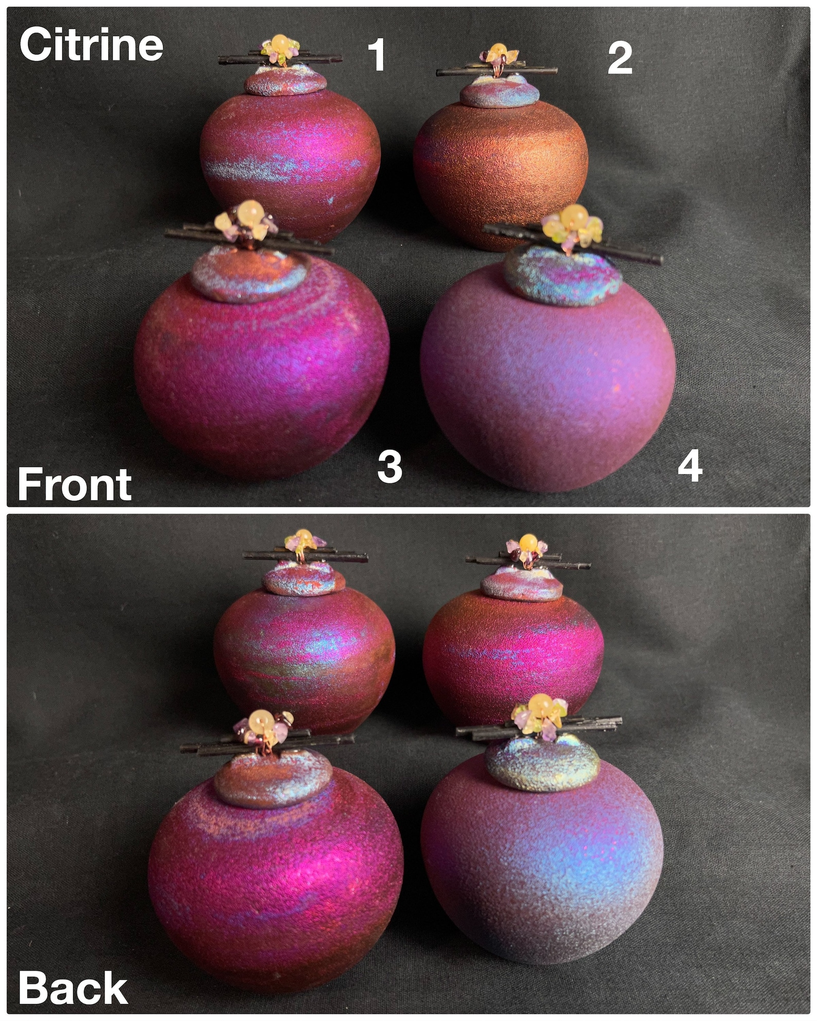 Small Raku Fetish Dream Catcher Jars With Copper Wire Paper Scroll ...