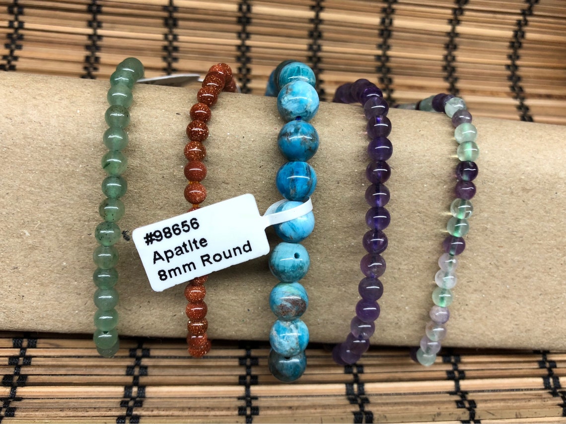 Crystal Energy Bead Bracelets - 4mm- Stretchy Elastic Bands - Natural ...