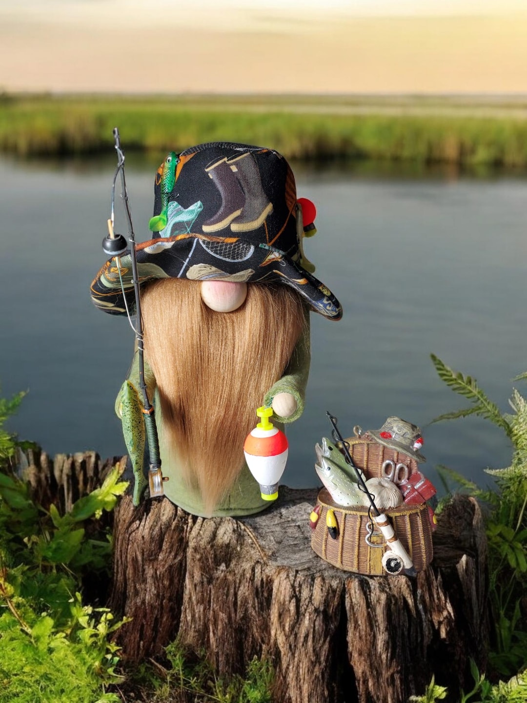 Fishing Gnome With Bobbers and Hooks - Etsy