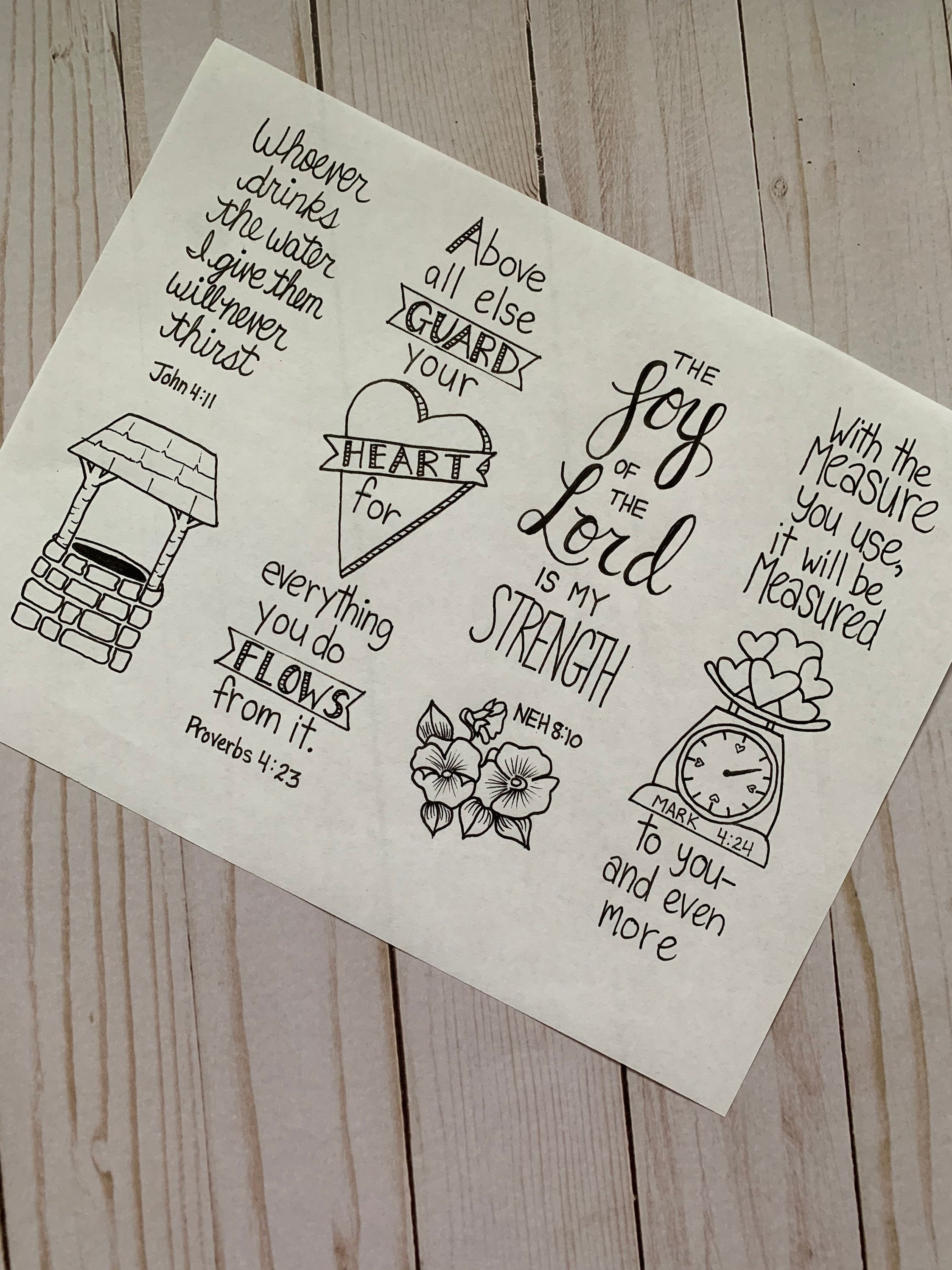 Bible Journaling Templates, Hand Drawn, Scripture Bookmarks, Printable ...