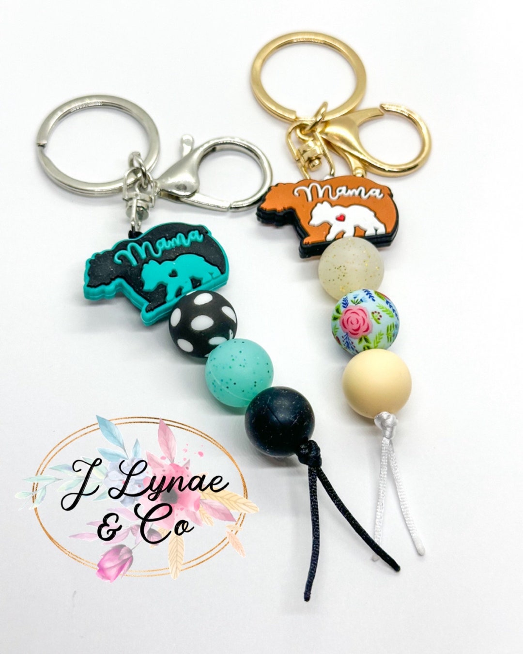 Silicone Beaded Keychains Mama Bear Silicone Focal Bead - Etsy