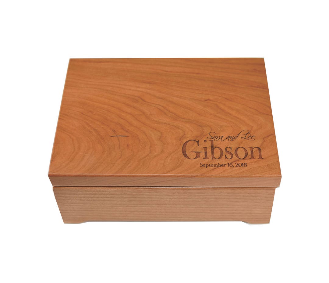 Wedding Keepsake Box - Custom Engraved Wood Box - Cherry Keepsake Box ...