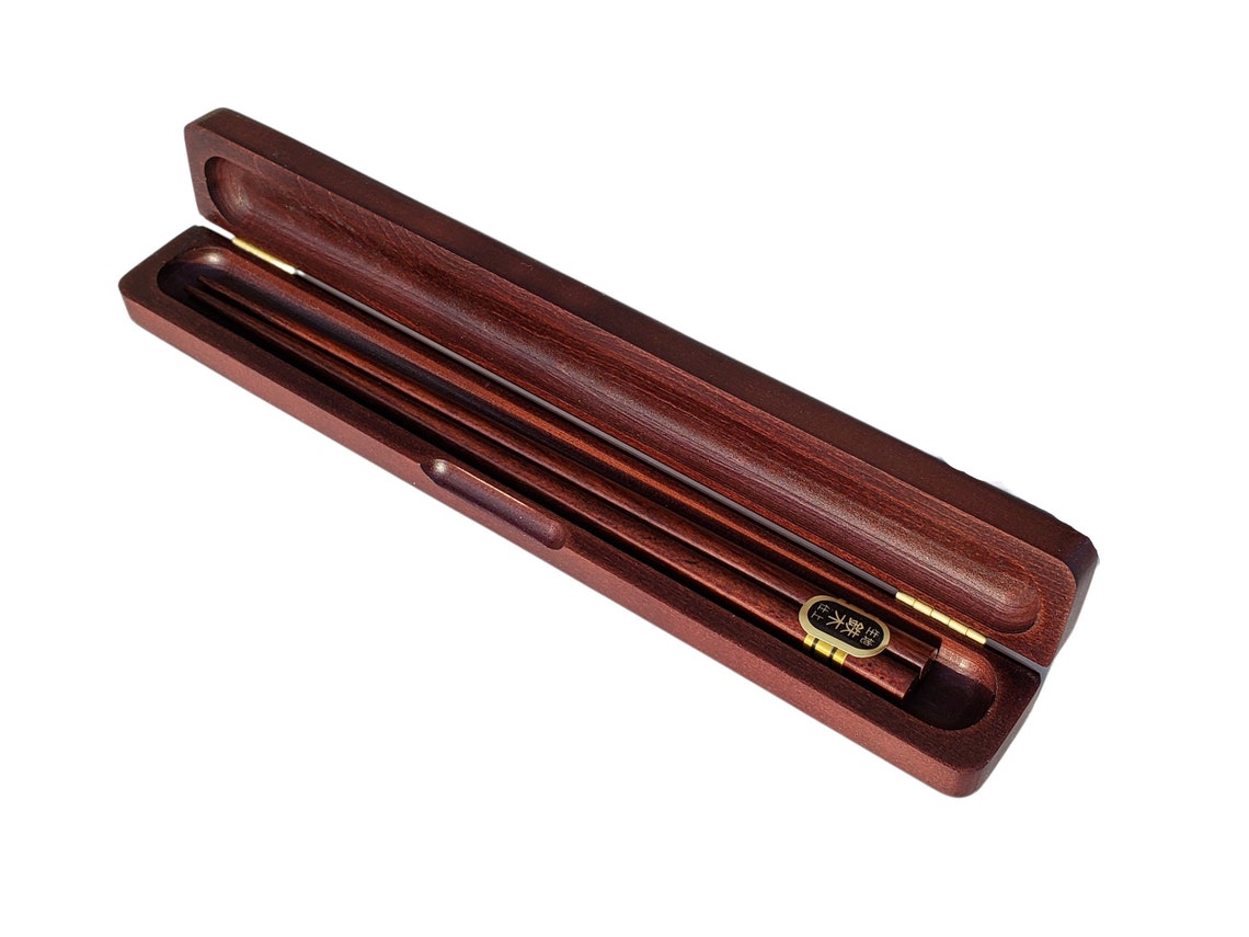Personalized Chopstick Box - Deep Red Brown Chopstick Box With ...