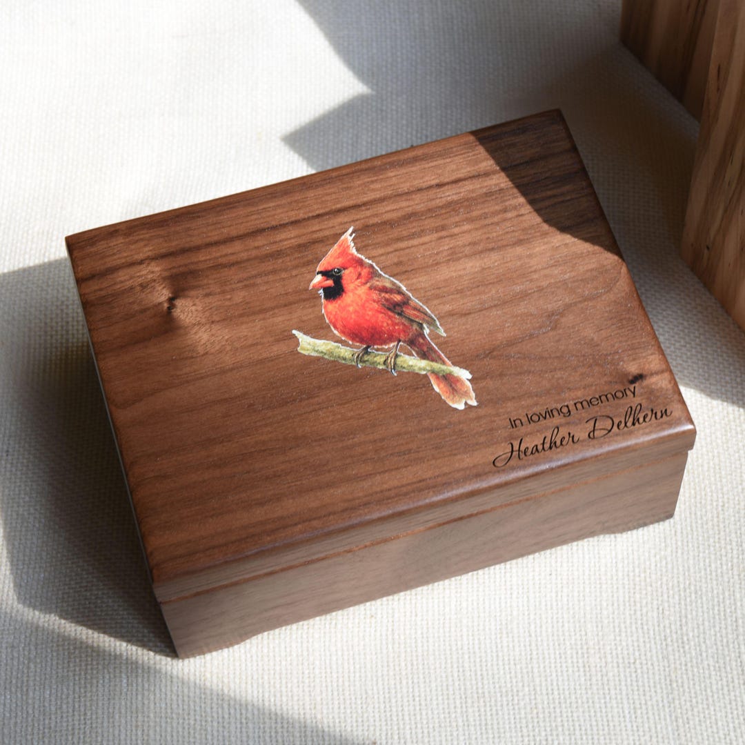 Memory Box With Red Cardinal for Loss of Parent, Loss of Father ...