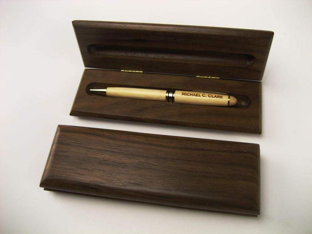 Pen Box - Personalized Wooden Pen Set - Custom Engraved Wood Box ...