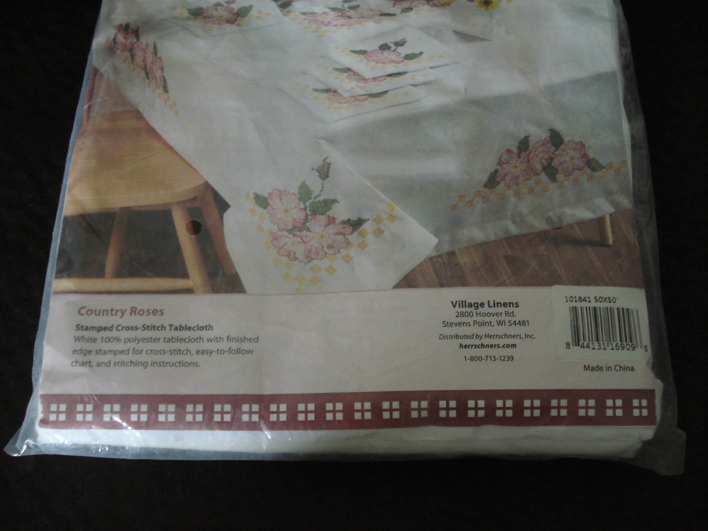 Village Linens Stamped Cross Stitch Tablecloth Country Roses - Etsy