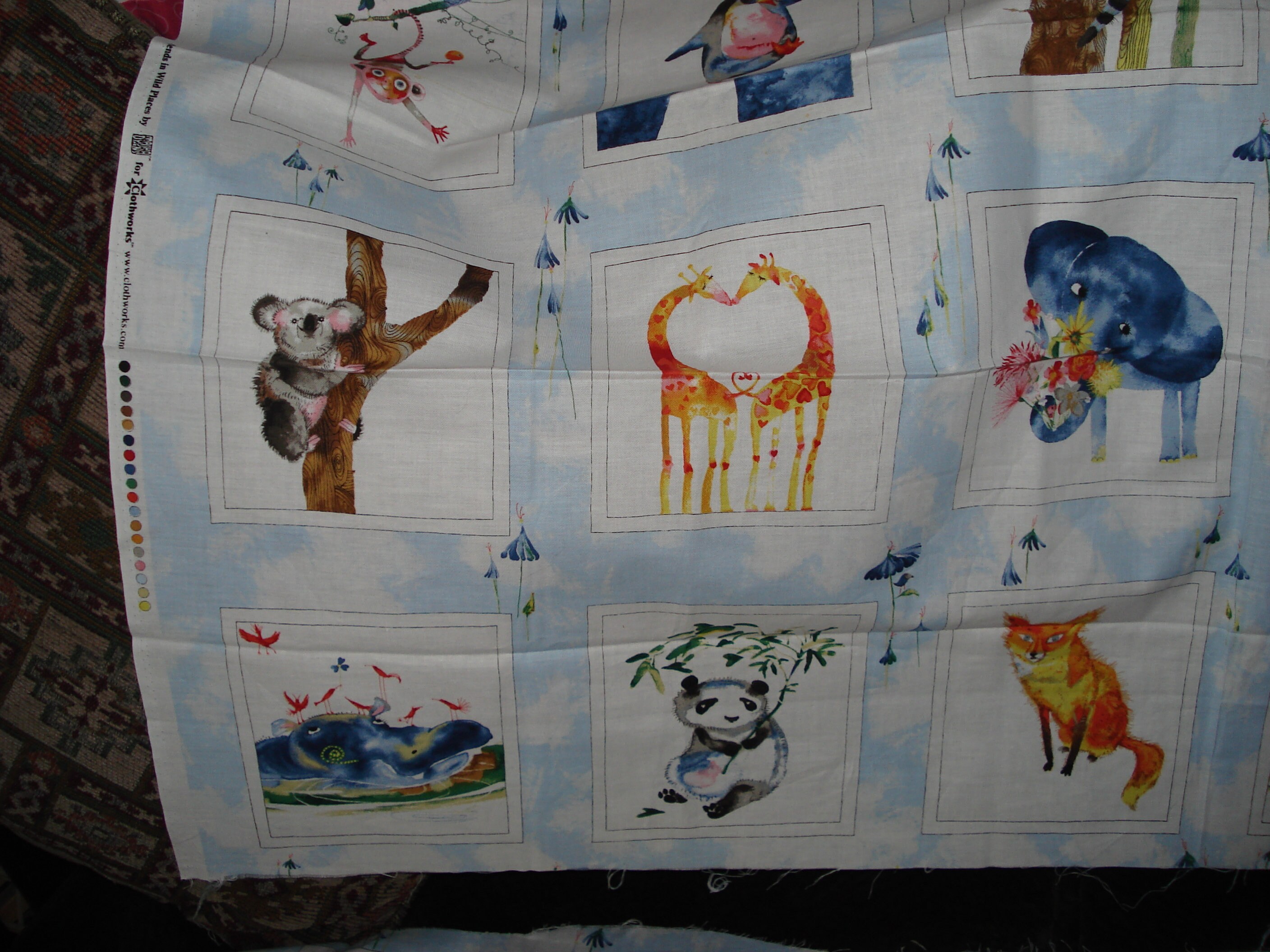 Fabric Visual Arts Fabric Panel Friends in Wild Places by Masha Dyans ...