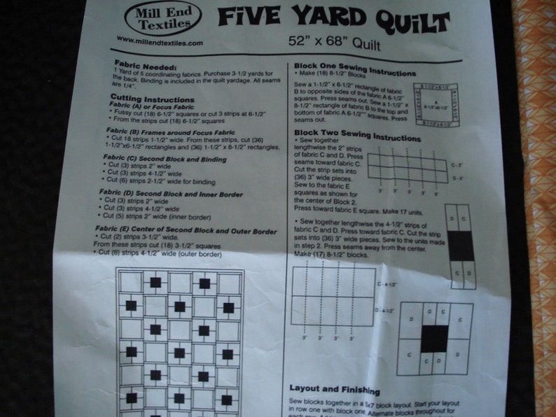 5 Yard Quilt Kit With Pattern - Etsy