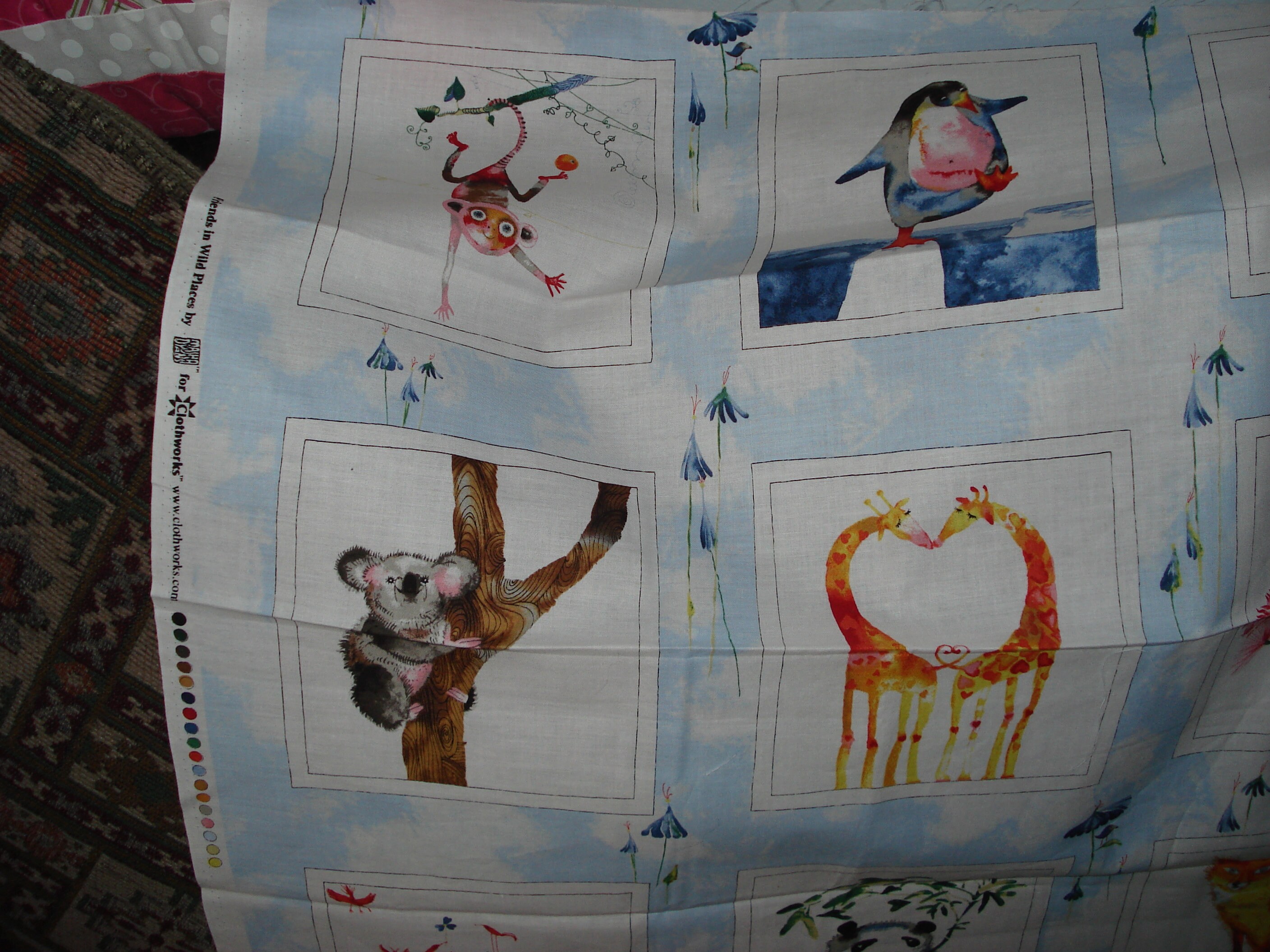 Fabric Visual Arts Fabric Panel Friends in Wild Places by Masha Dyans ...