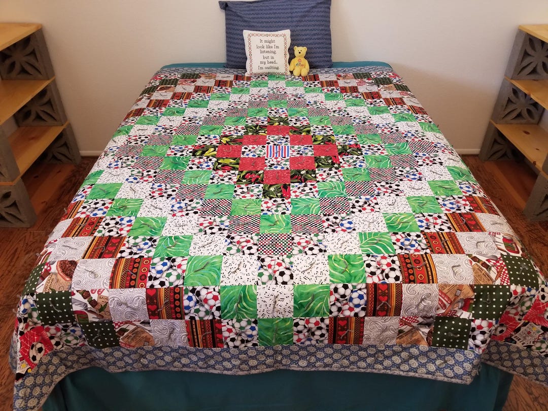 Grandmas Scrap Queen Size Manly Tied Quilt Free Shipping - Etsy