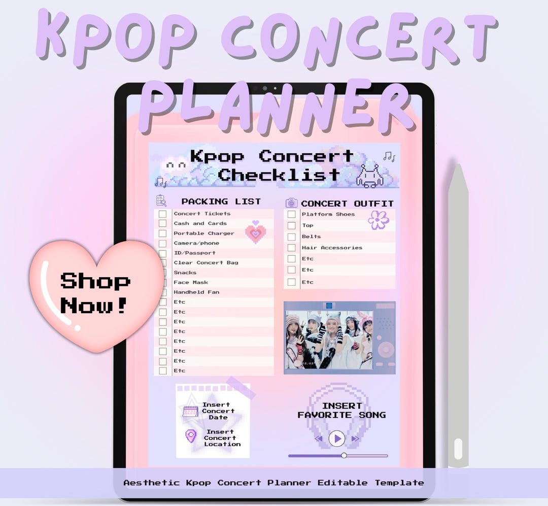 Kpop Concert Checklist Template - Etsy