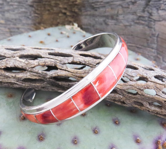 Native American Navajo Sterling Silver Burnt Orange S… - Gem