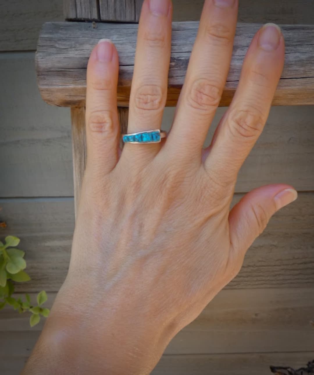 Native American Navajo Sterling Silver Turquoise Cobblestone Inlay Band ...