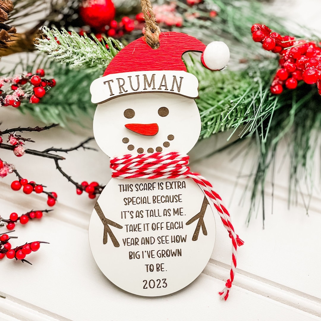 Snowman Height Ornament, Personalized Ornament, Christmas Tree ...