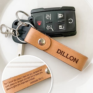 Custom Leather Keychain, Bible Verse Keychain, High School Graduation ...
