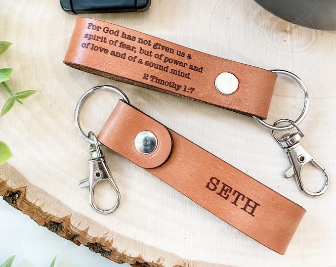 Custom Leather Keychain, Bible Verse Keychain, High School Graduation ...