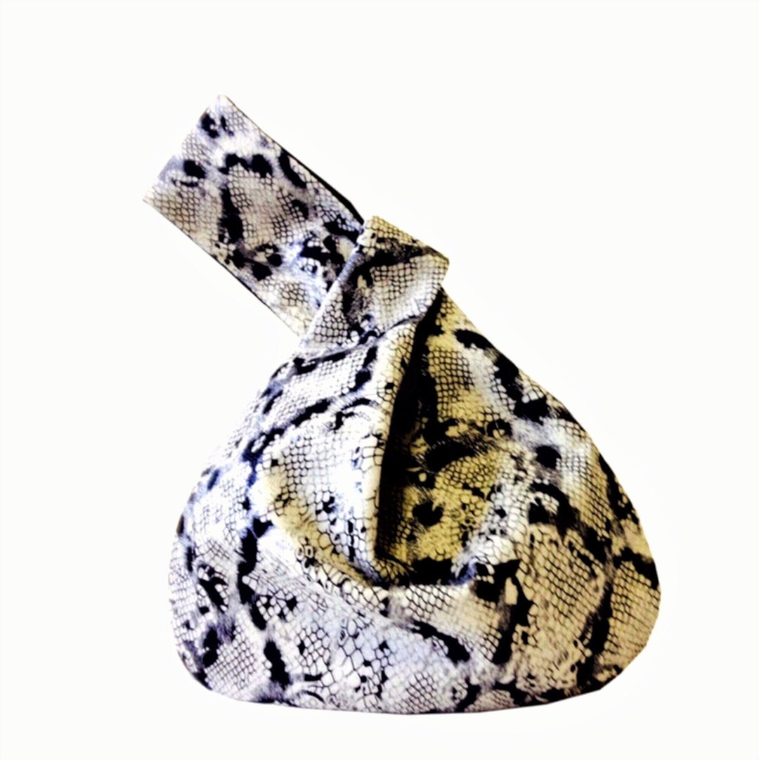 Mini Snakeskin Faux Leather Knot Bag Japanese Knot Bags Vegan Bags Knot ...