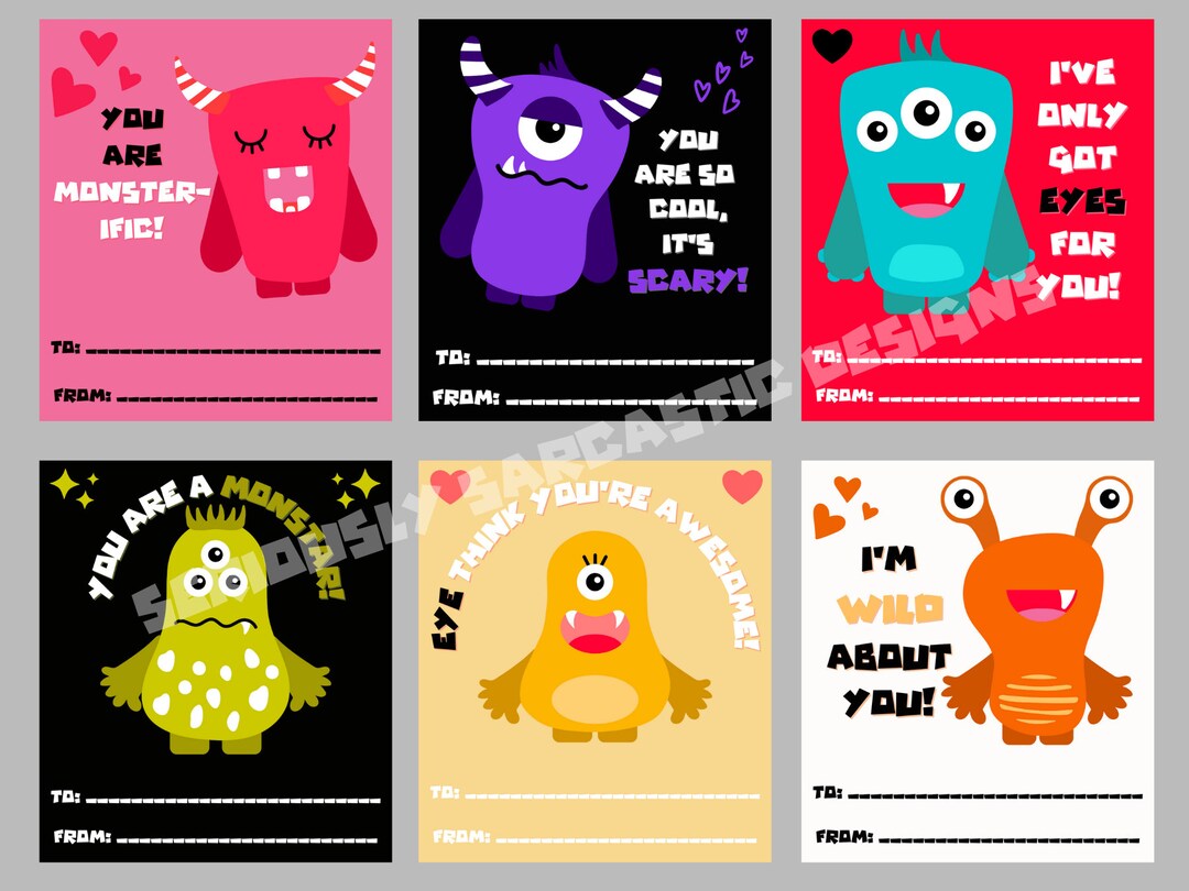 Printable Monster Valentines - Etsy
