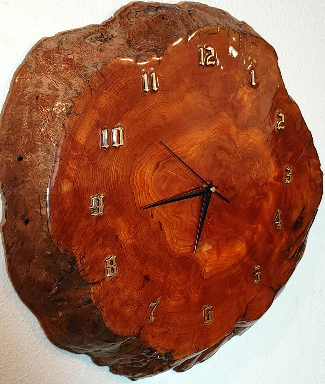 Vintage Handmade Live Edge Wood Slab Wall Clock - Etsy