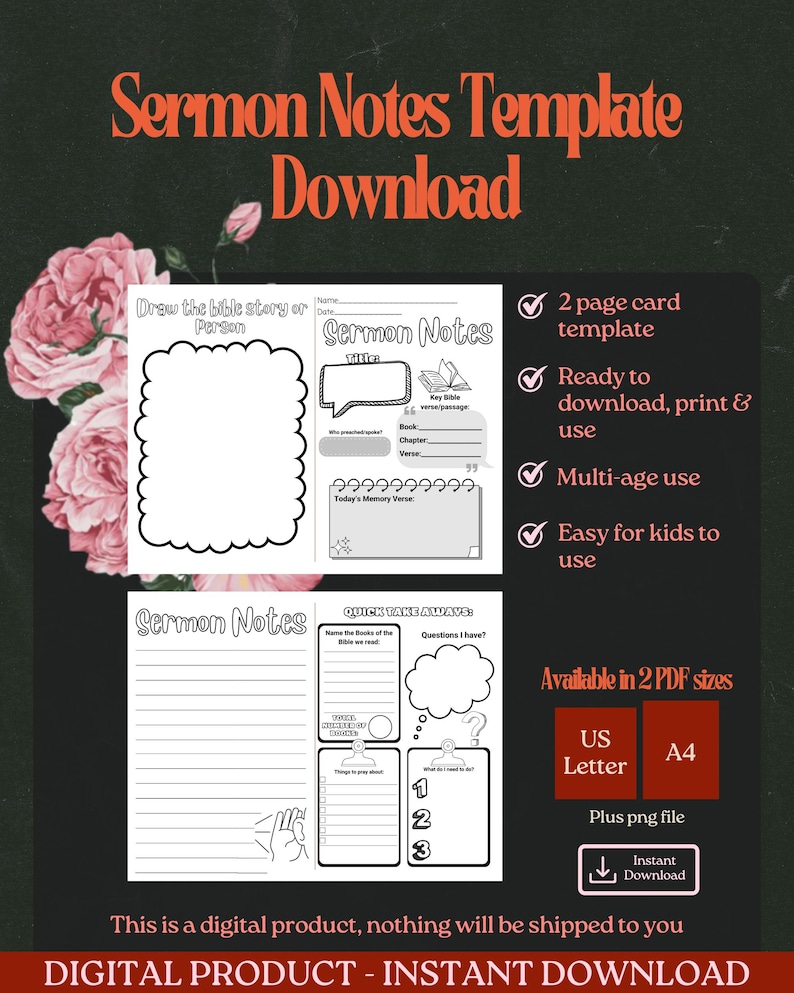 Sermon Notes Printable for Children - Yvettes Version, School Youth ...