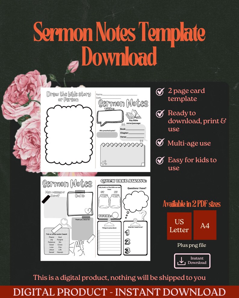 Kids Sermon Notes Printable: Church Bible Study Booklet (PDF) - Etsy