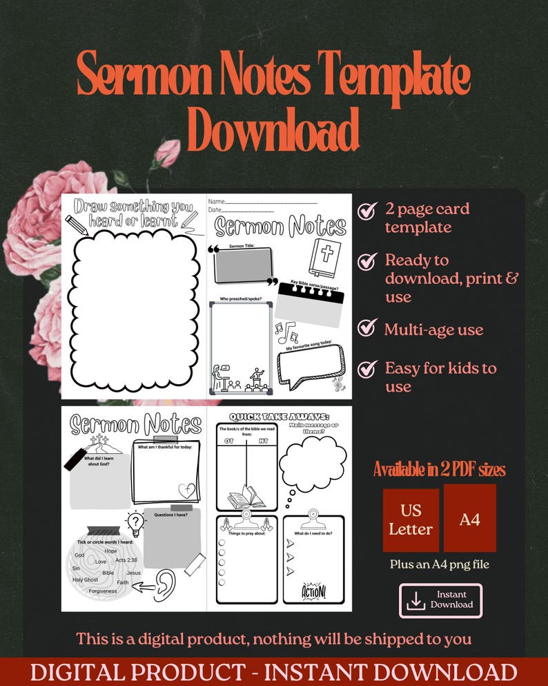 Kids Sermon Notes Printable: Church Study Booklet (PDF/PNG) - Etsy