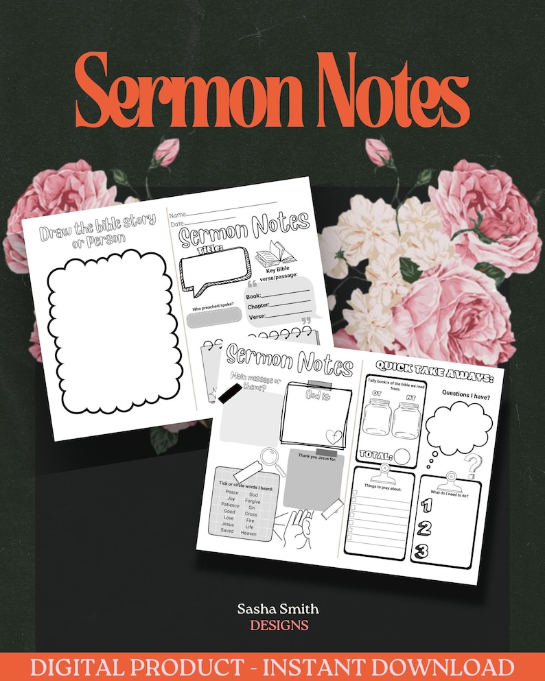 Kids Sermon Notes Printable: Church Bible Study Booklet (PDF) - Etsy