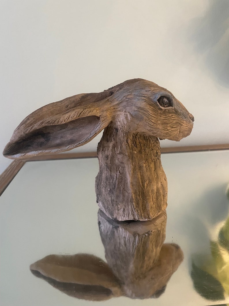 Ceramic Hare Handmade Crank Clay Shelf Ornament Unique Gift Pottery ...