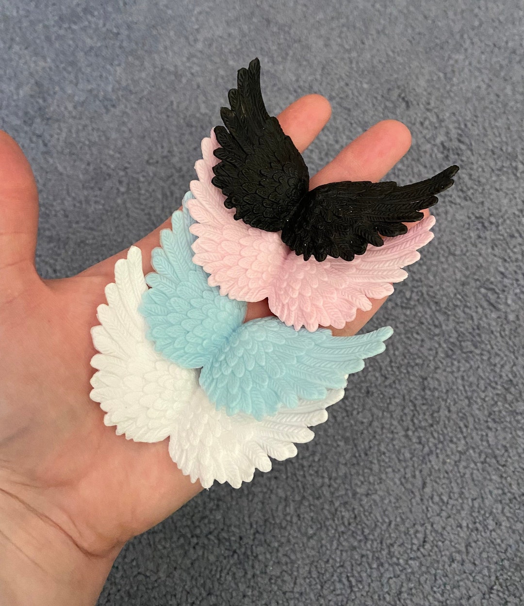 Set of Four Smaller Size Plastic Angel Wings for OOAK Doll Making Pink ...