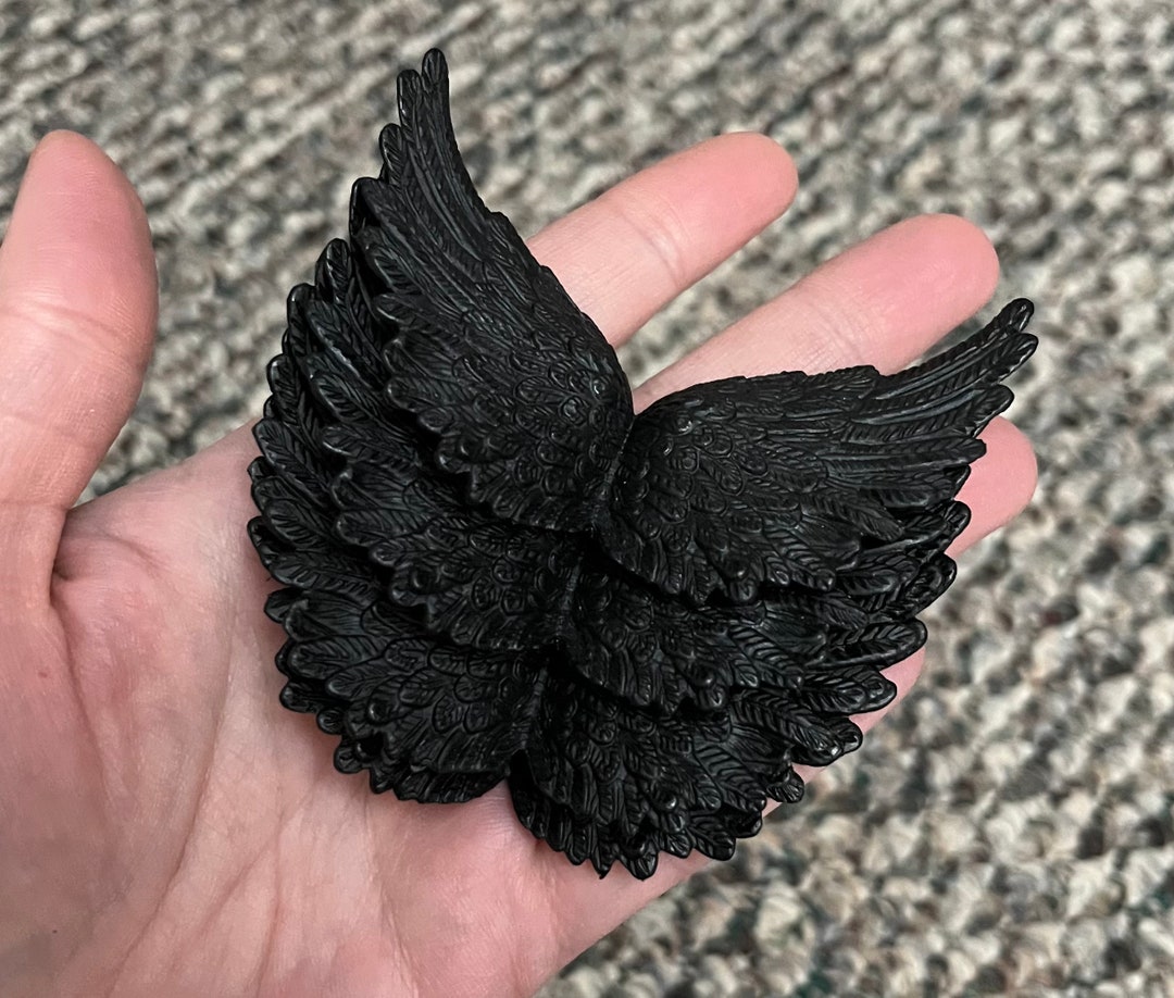 Set of Four Smaller Size Plastic Angel Wings for OOAK Doll Making Black ...