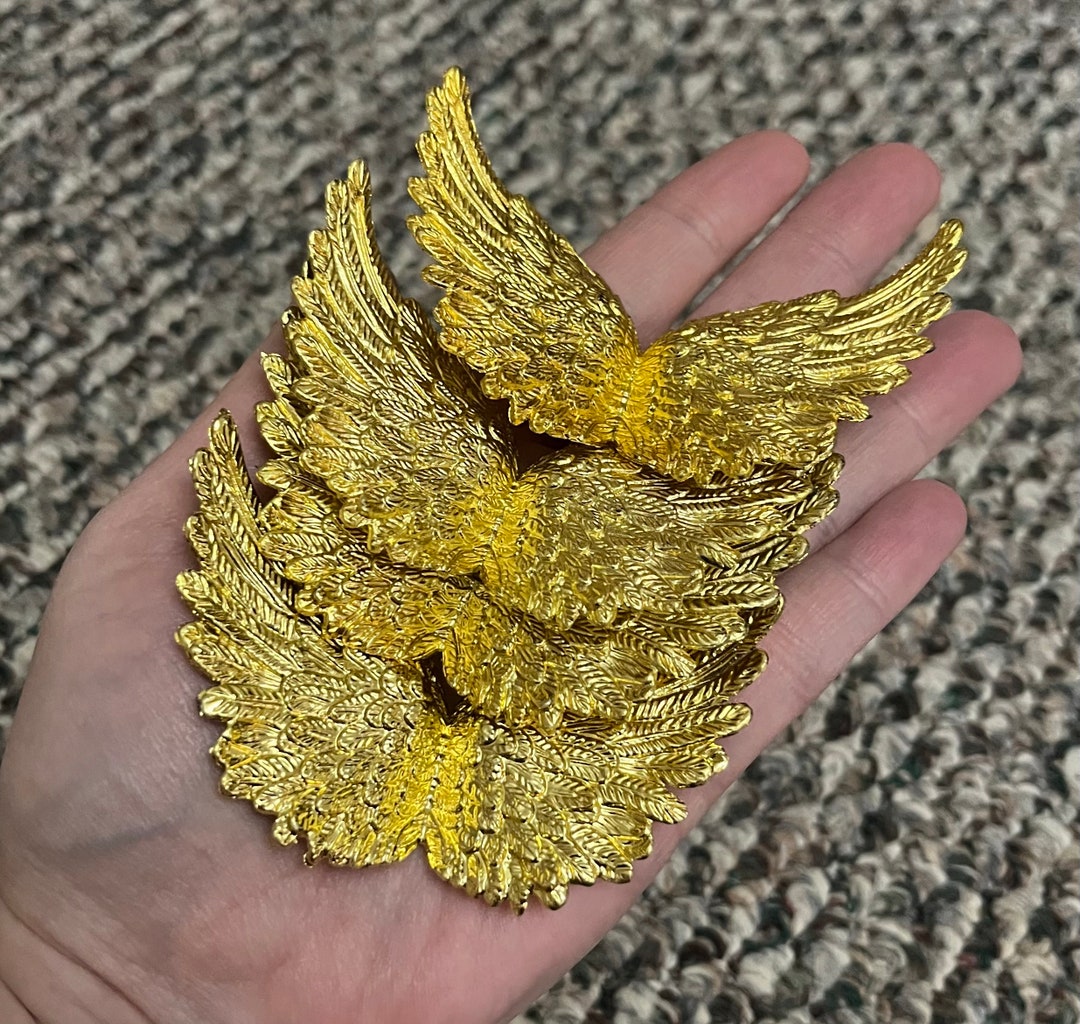 Set of Four Smaller Size Plastic Angel Wings for OOAK Doll Making Gold ...