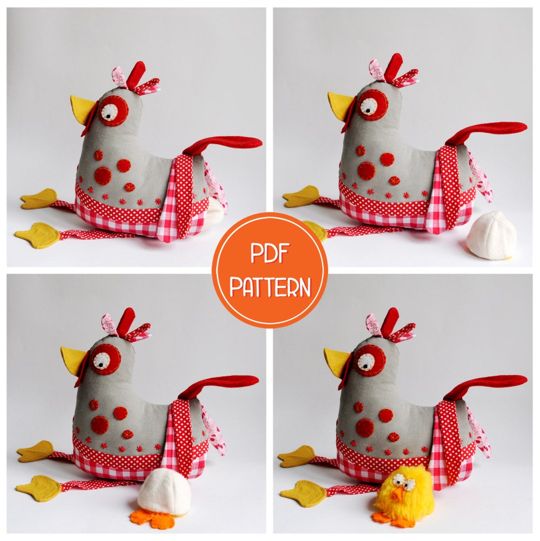 Plush Pattern | Chicken PDF Sewing Pattern | Softie Pattern, Farm ...