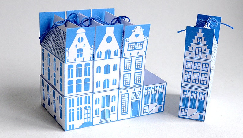 Delft Blue Printable Gift Boxes Dutch Canal House INSTANT | Etsy