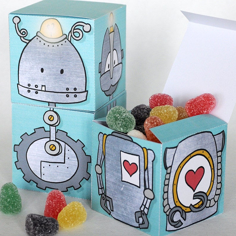 Printable Robot Party Favor Boxes, Robot Birthday Party, INSTANT ...