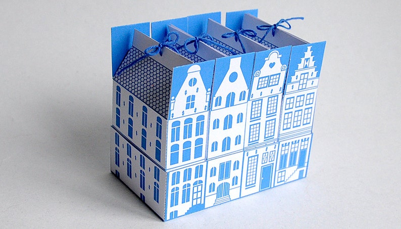 Delft Blue Printable Gift Boxes Dutch Canal House INSTANT | Etsy