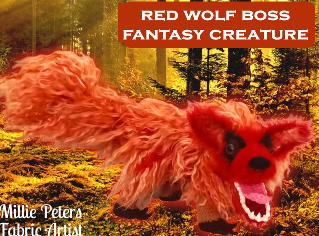 Red Fighter Wolf Boss Doll Toy Crochet Elden-creature Handmade ...