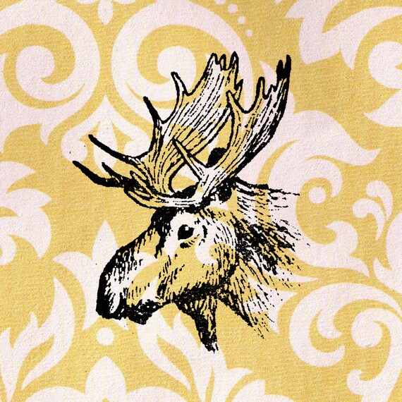 Moose Stamp: Wood Mounted Moose Head Rubber Stamp - Etsy Canada