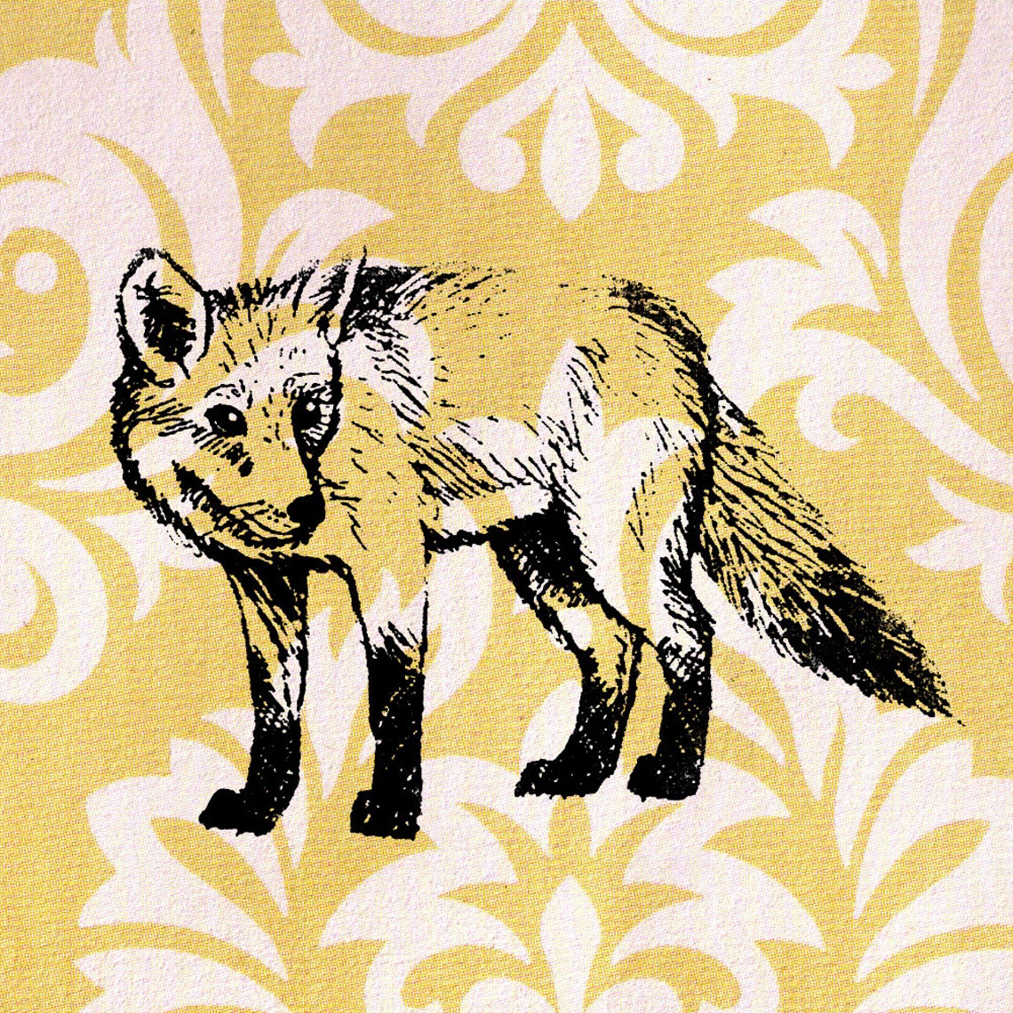 Fox Stamp Fox Standing and Looking to the Side: Wood Mounted - Etsy Canada