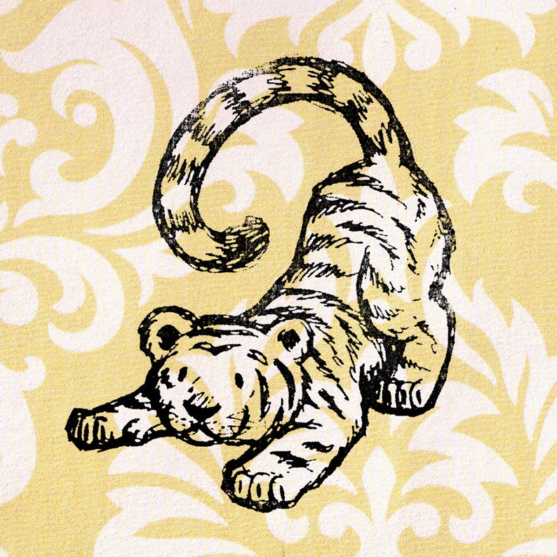 Tiger Stamp: Wood Mounted Tiger Rubber Stamp - Etsy Canada
