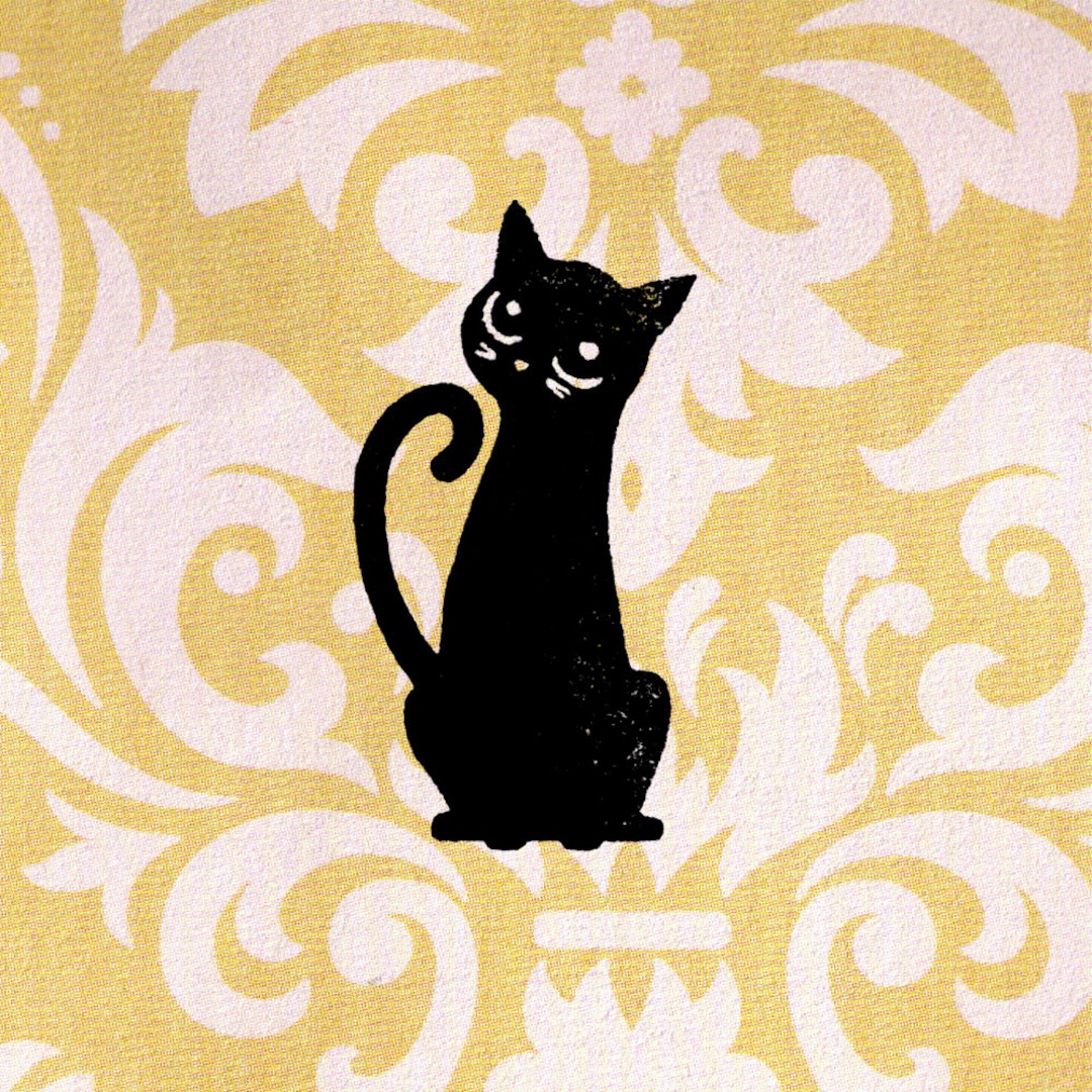 Cat Stamp Black Cat Sitting: Wood Mounted Rubber Stamp - Etsy