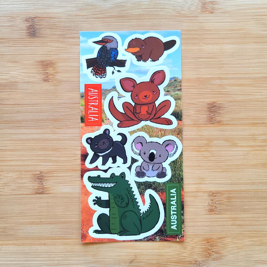 Cute Australian Animals Vinyl Sticker Sheet – Stickers for Water Bottle ...