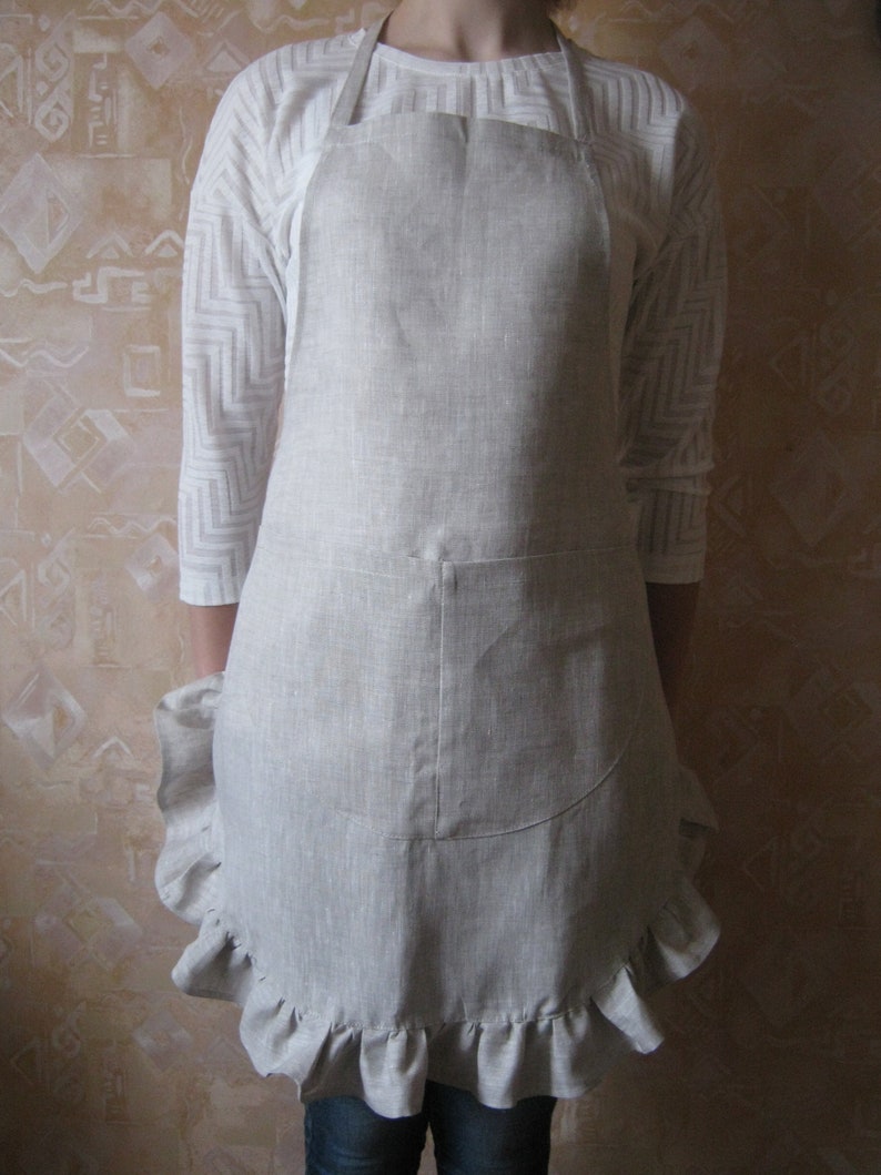 Cute Linen Apron With Ruffles. Linen Pinafore for Women With - Etsy
