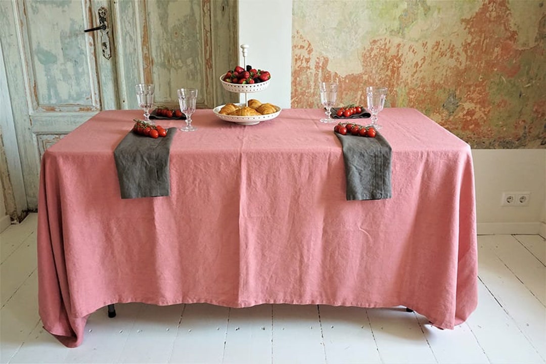 Linen Tablecloth. Soft Linen Table Cloth. Stonewashed Natural Dinning ...