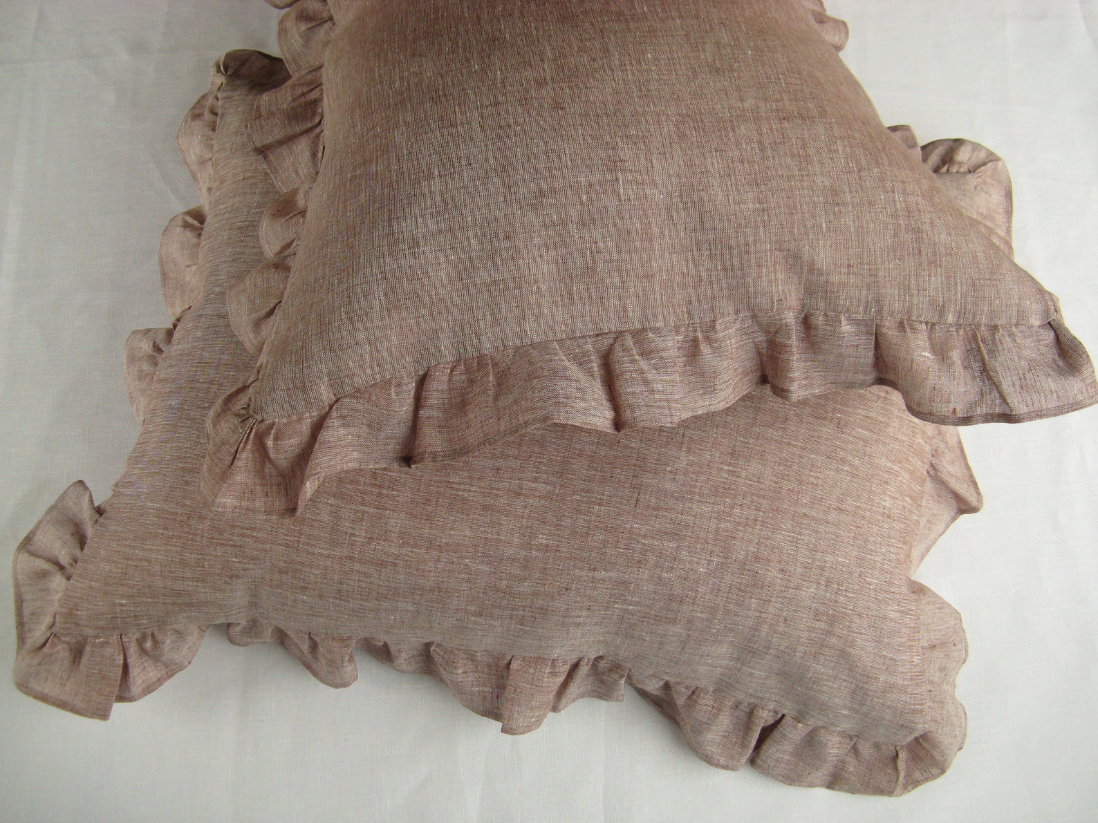 Linen Ruffle Pillow Cover Pillowcase Standard Queen King Euro - Etsy