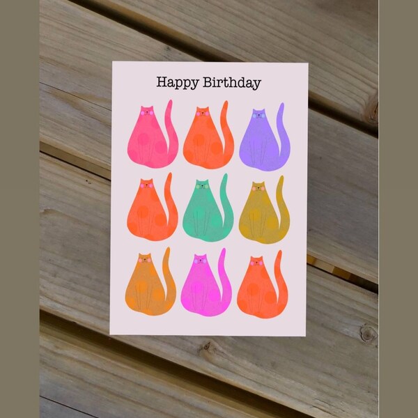 Fat Cat Birthday Card for Her - Etsy