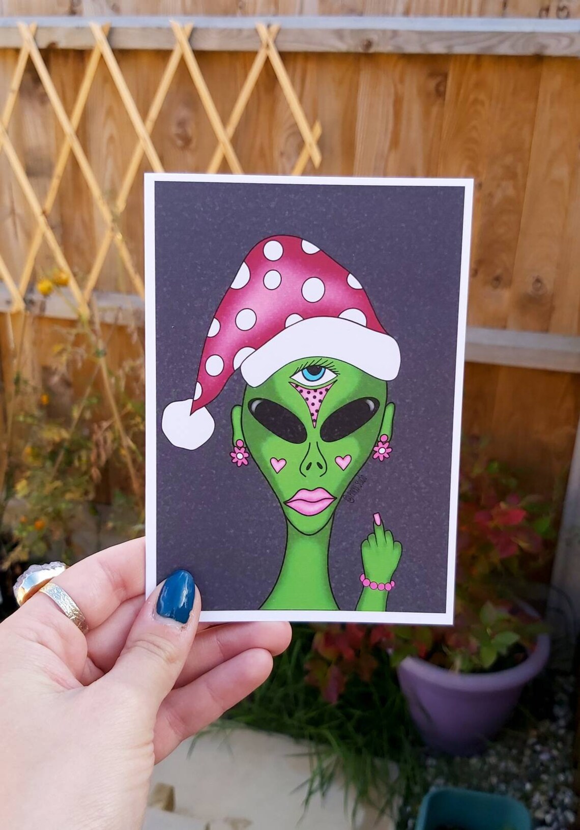 Biglietto Di Natale Con Alieno Che Impreca Etsy Italia