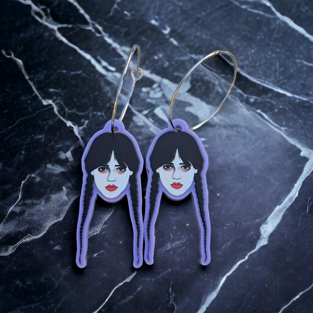 Wednesday Addams Earrings Lilac Acrylic - Etsy