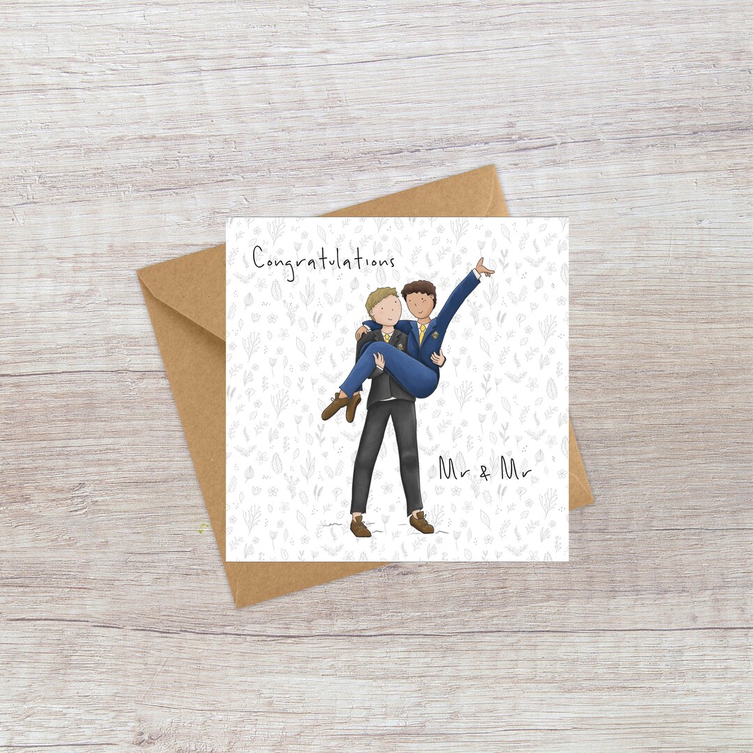 Mr & Mr Wedding Card Mr and Mrs Cute Wedding Card - Etsy