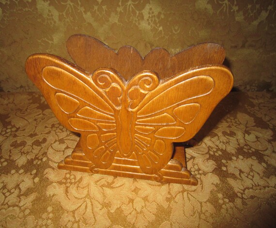 Vintage Butterfly Napkin Holder Wood Napkin Holder Mail - Etsy